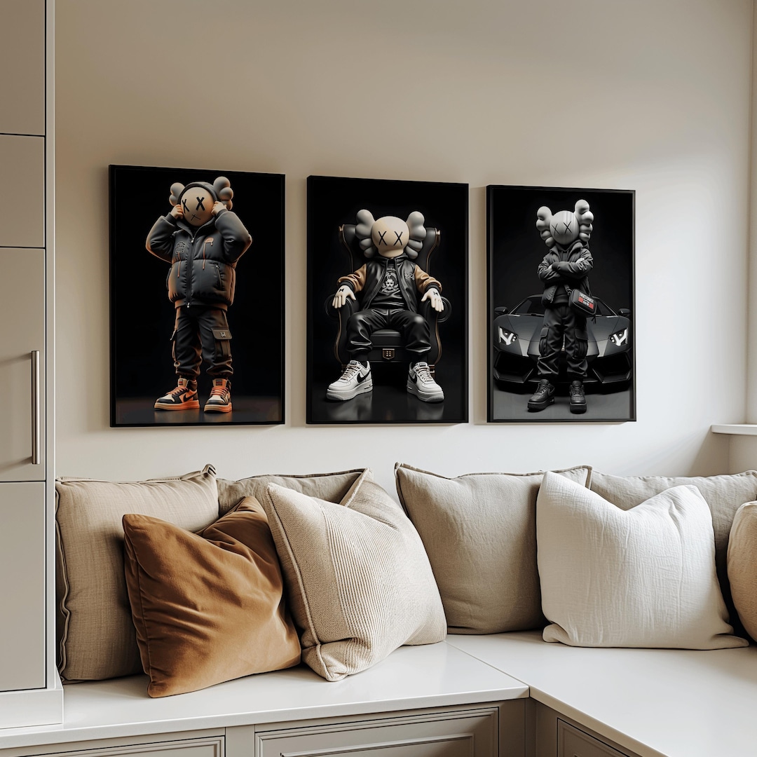 Set of 3 KAWS Poster Wall Art Prints, Digital Download, HYPEBEAST Decor ...