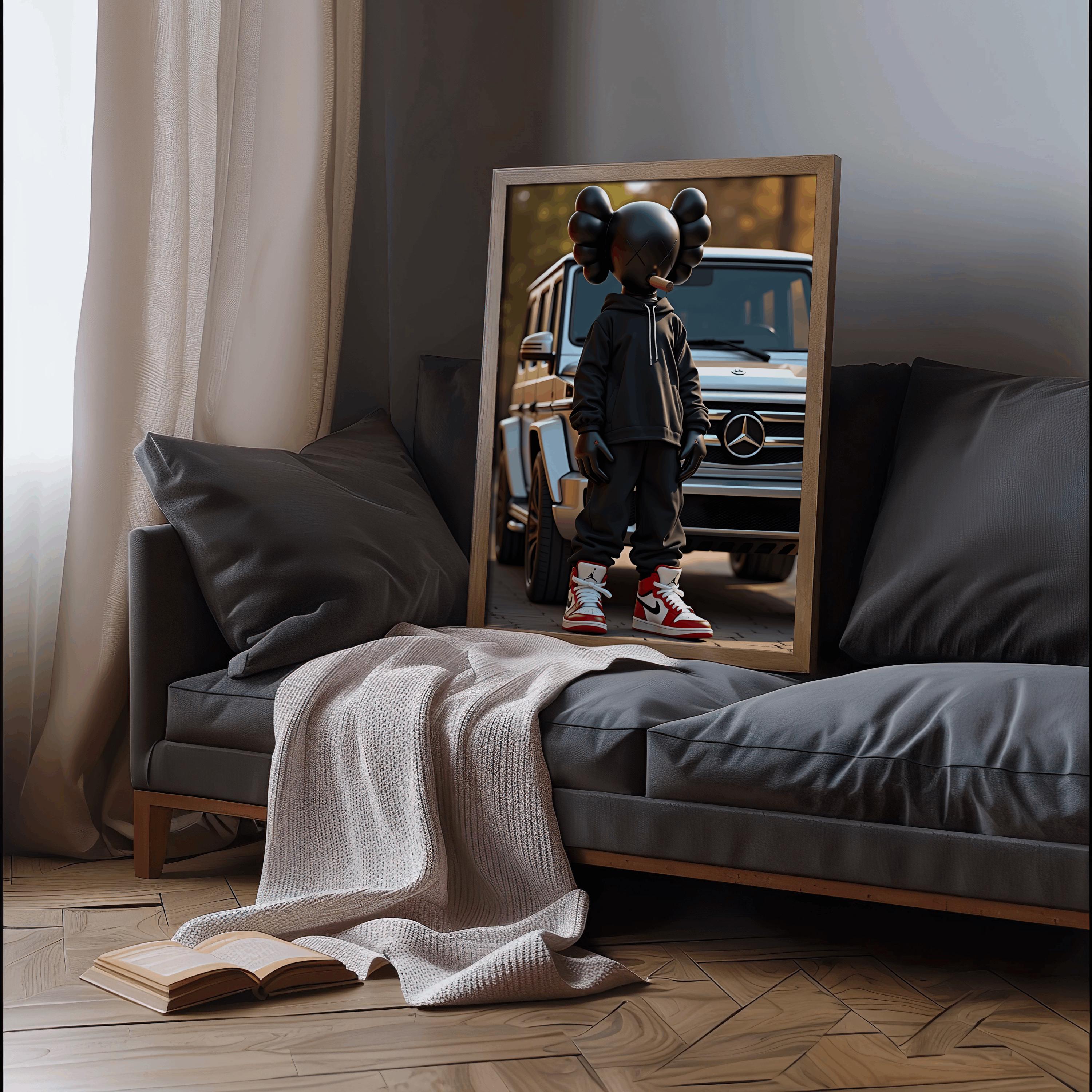 KAWS Wall Art Poster Printables, Hypebeast Figure, Black Kaws ...