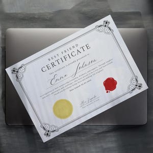 Custom Best Friend Certificate – Personalized Printable Gift ...