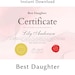 Custom Best Daughter Certificate – Personalized Printable Gift ...