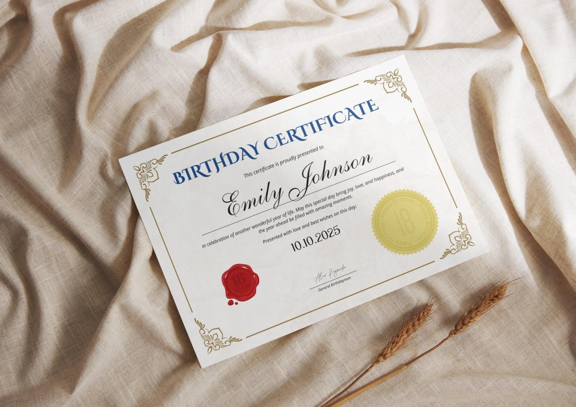 Personalized Birthday Certificate – Custom Printable Birthday Gift, Fun ...