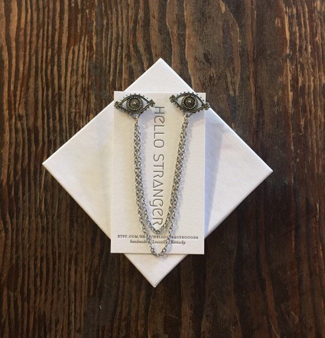 Handmade Evil Eye Collar Pins // All Seeing Eye Lapel Cardigan Sweater ...