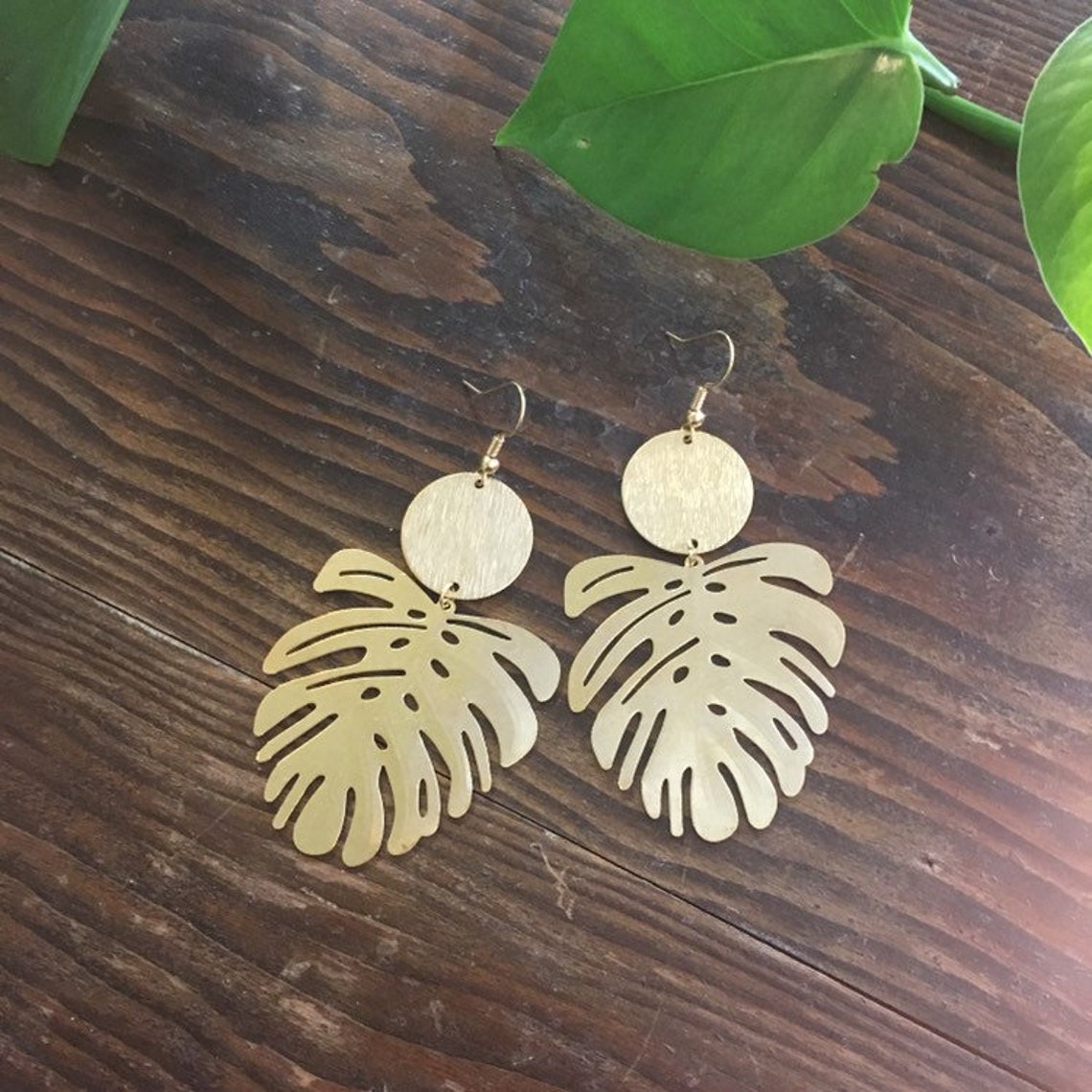 Handmade Monstera Leaf Dangle Earrings // Made in USA // - Etsy