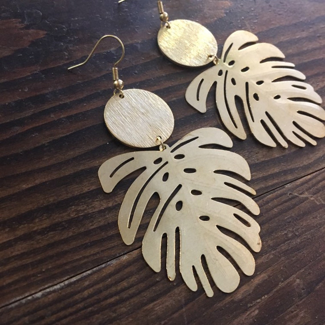 Handmade Monstera Leaf Dangle Earrings // Made in USA // - Etsy