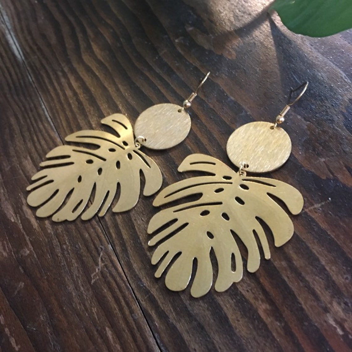 Handmade Monstera Leaf Dangle Earrings // Made in USA // - Etsy