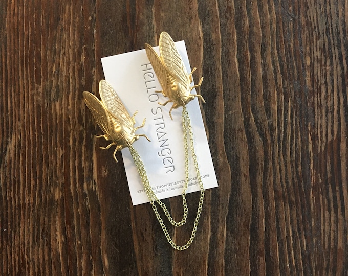 Handmade Large Brass Cicada Collar Pins // Spirit Animal Lapel Cardigan ...