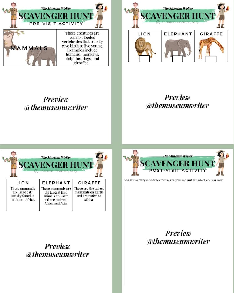 Zoo Scavenger Hunt for Kids – Printable Animal Adventure Game for Ages ...
