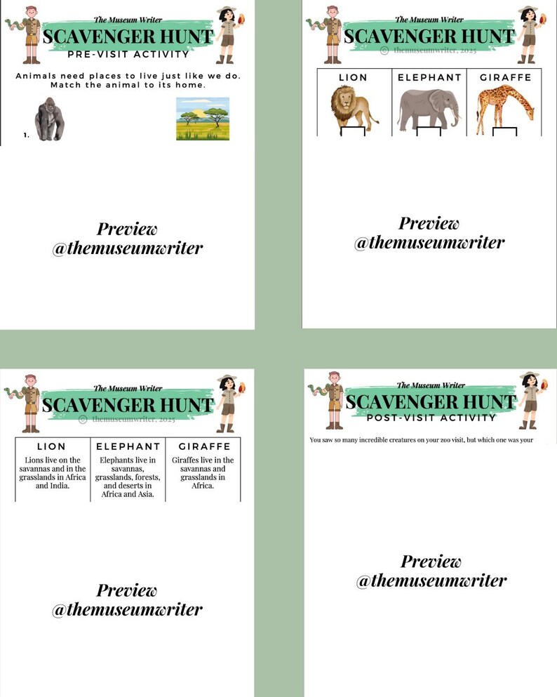 Zoo Scavenger Hunt for Kids – Printable Animal Activity for Ages 4-7 ...