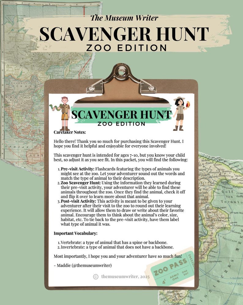 Zoo Scavenger Hunt for Kids – Printable Animal Adventure Game for Ages ...