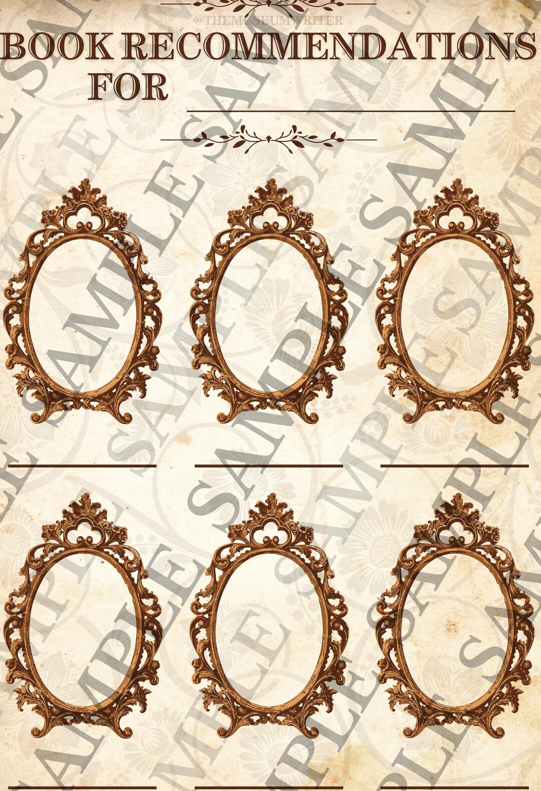 Vintage Book Recommendation Template | Antique Style Reading List ...