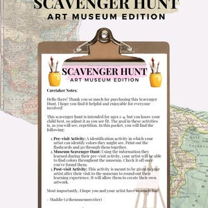 Toddler Art Museum Scavenger Hunt – Printable Activity for Ages 1-4 ...