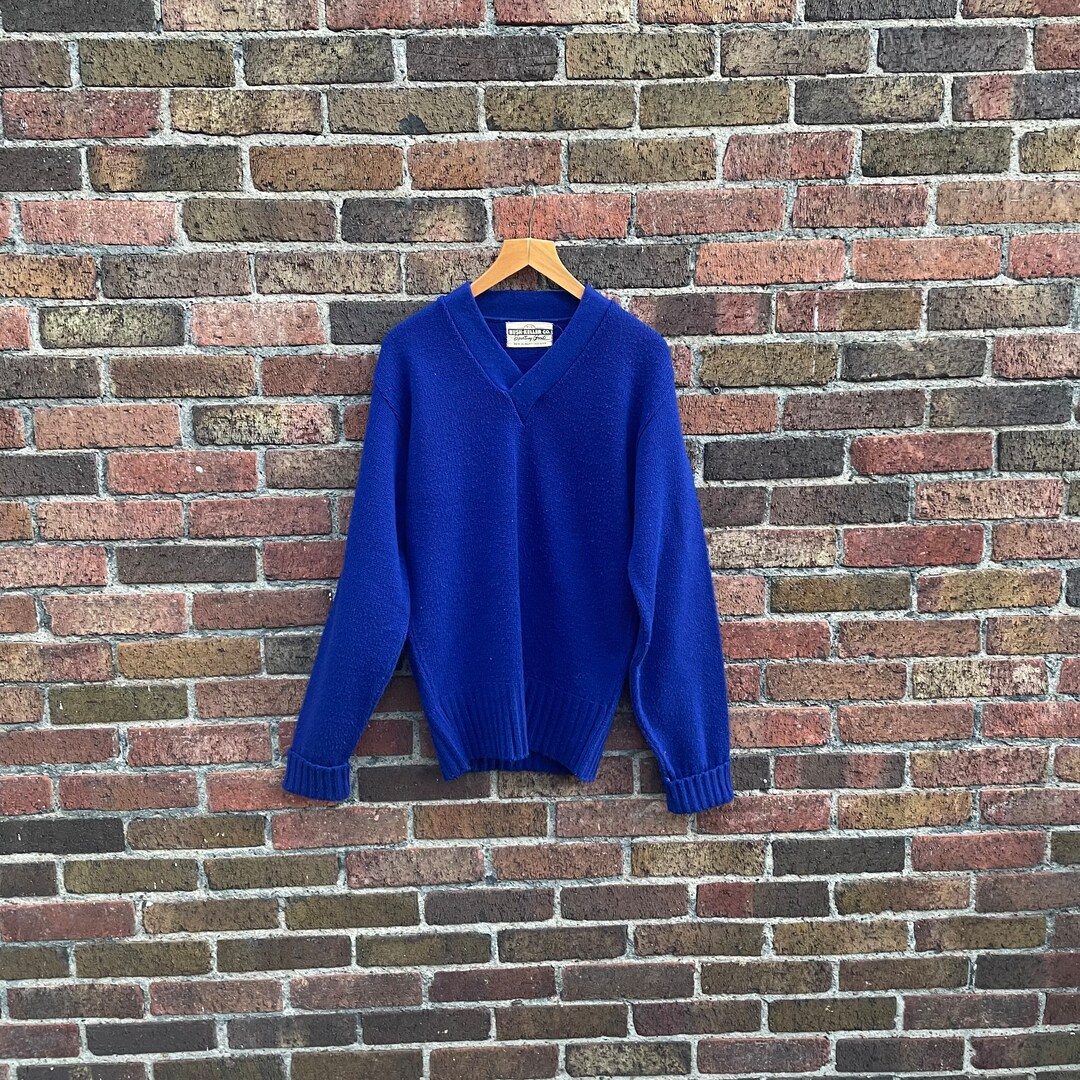 Vintage Bush Keller Royal Blue Varsity V-neck Award Sweater // Sz 40 ...
