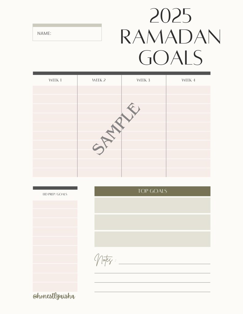Ramadan 2025 Printables: Ramadan Goals + Monthly Meal Planner - Etsy
