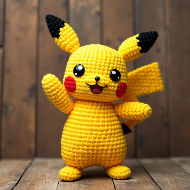 Crochet Pattern Yellow Pika Pika, Amigurumi Plush Toy for Kid Tutorial ...