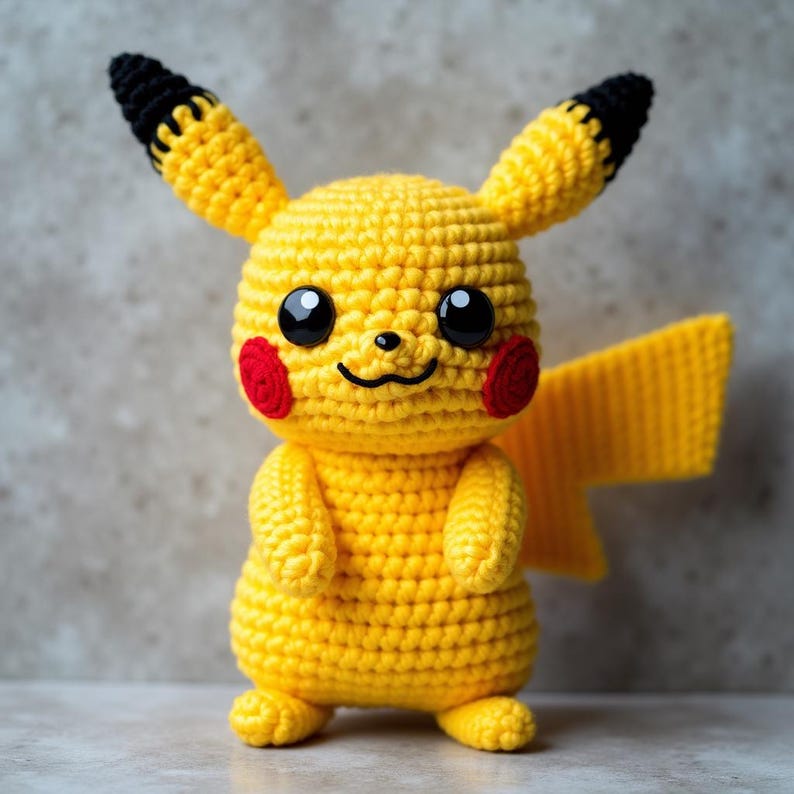 Crochet Pattern Yellow Pika Pika, Amigurumi Plush Toy for Kid Tutorial ...