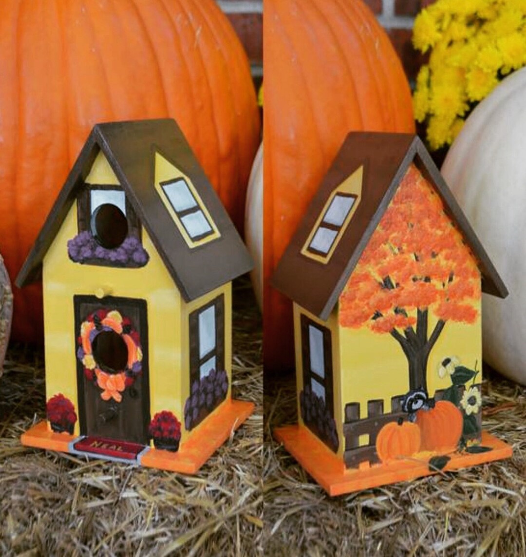 Autumn Painted Birdhouse, Personalized, Fall - Etsy