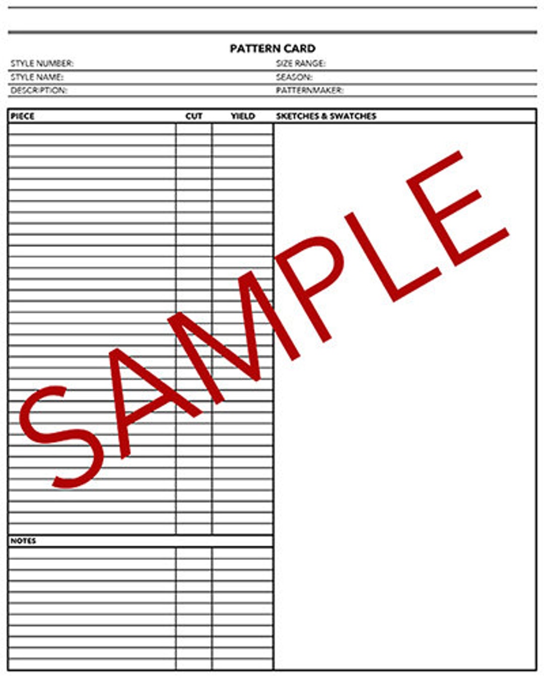 Pattern Card Template - Etsy