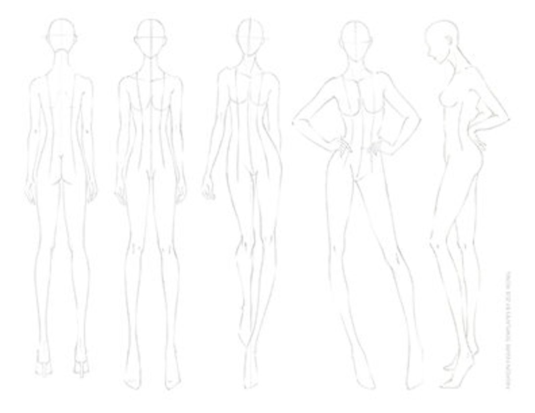 Fashion ILLUSTRATION CROQUIS TEMPLATE Printable Pdf Ai Fashion Figure 