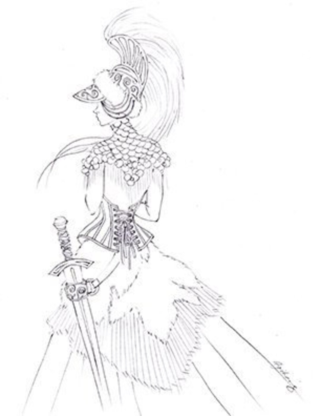 FASHION COLORING PAGE: Warrior Bride - Etsy