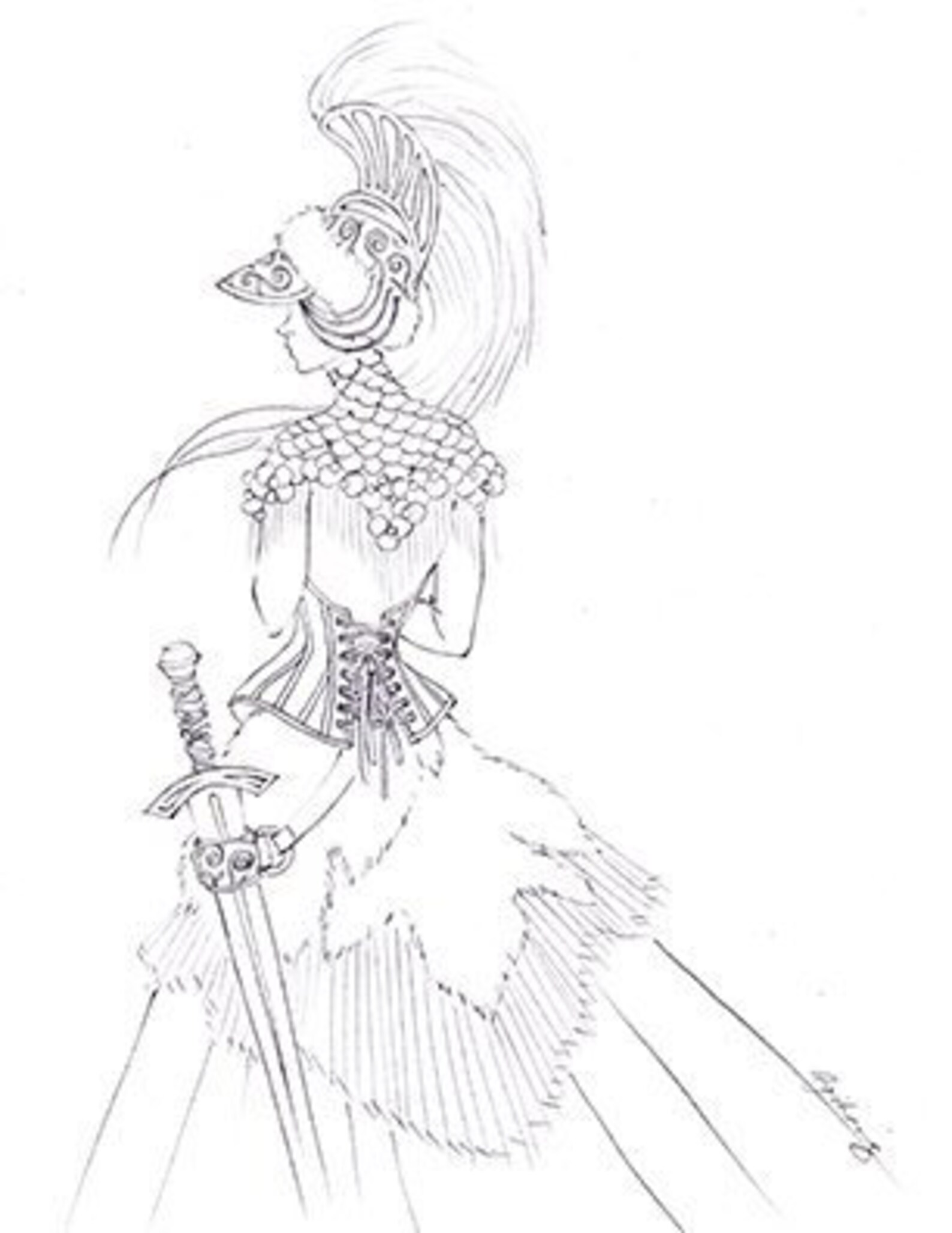 FASHION COLORING PAGE: Warrior Bride - Etsy