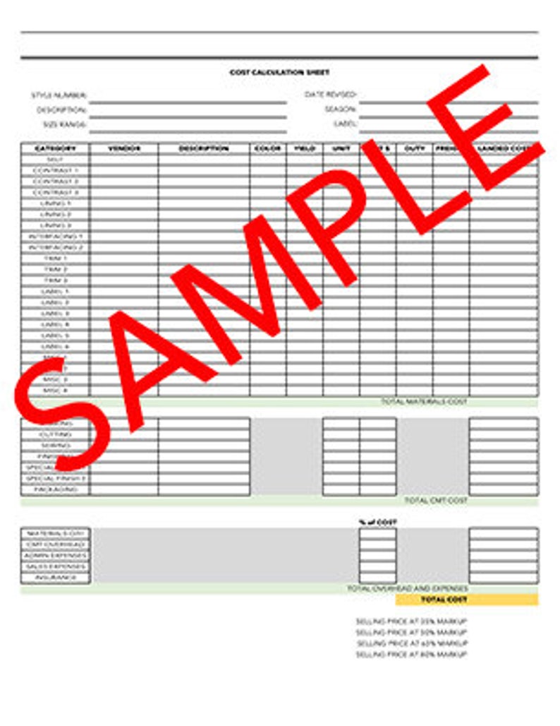 ENTIRE TECH PACK Plus Bonus Cost Calculations Sheet and Pattern Card - Etsy