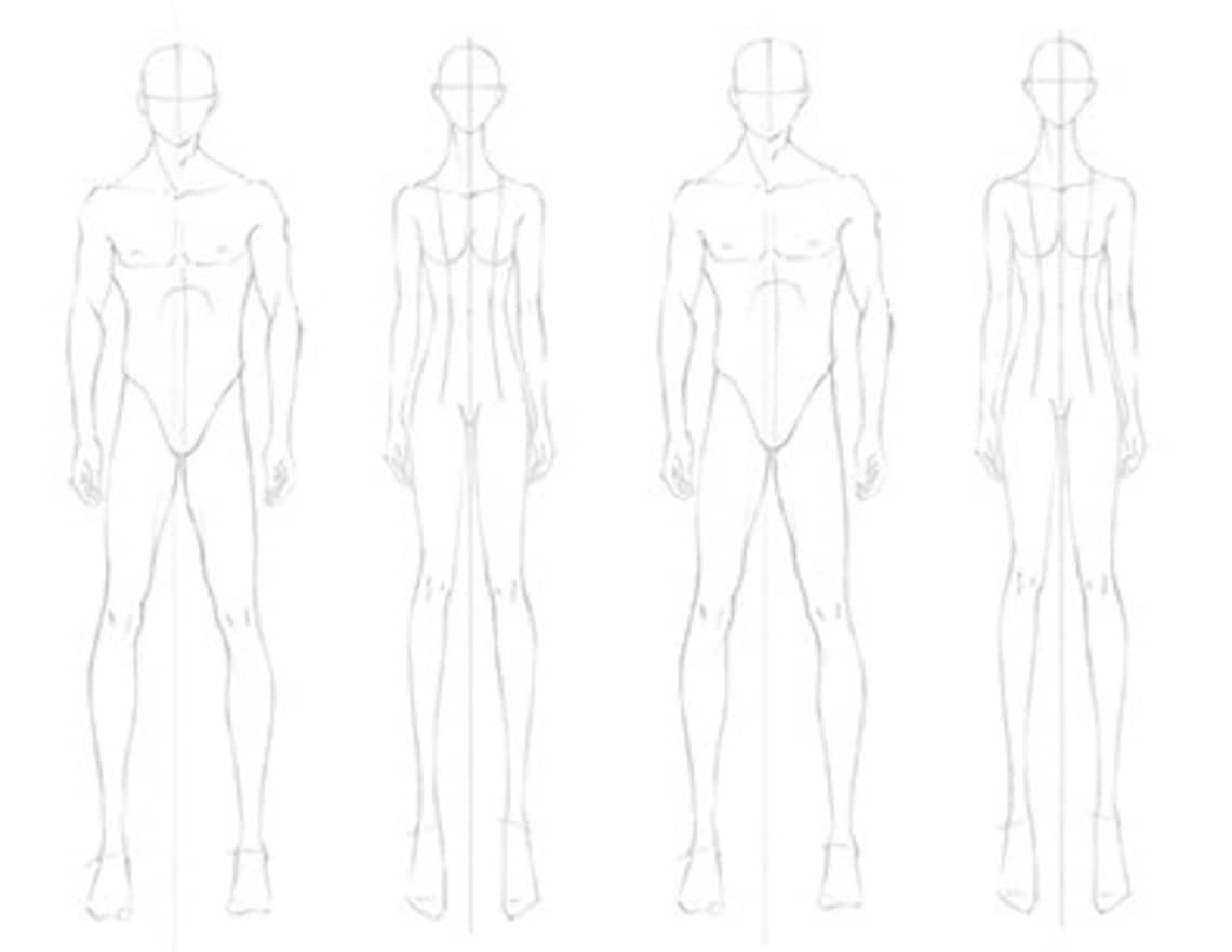 FASHION DESIGN CROQUIS Template Female + Male - Etsy