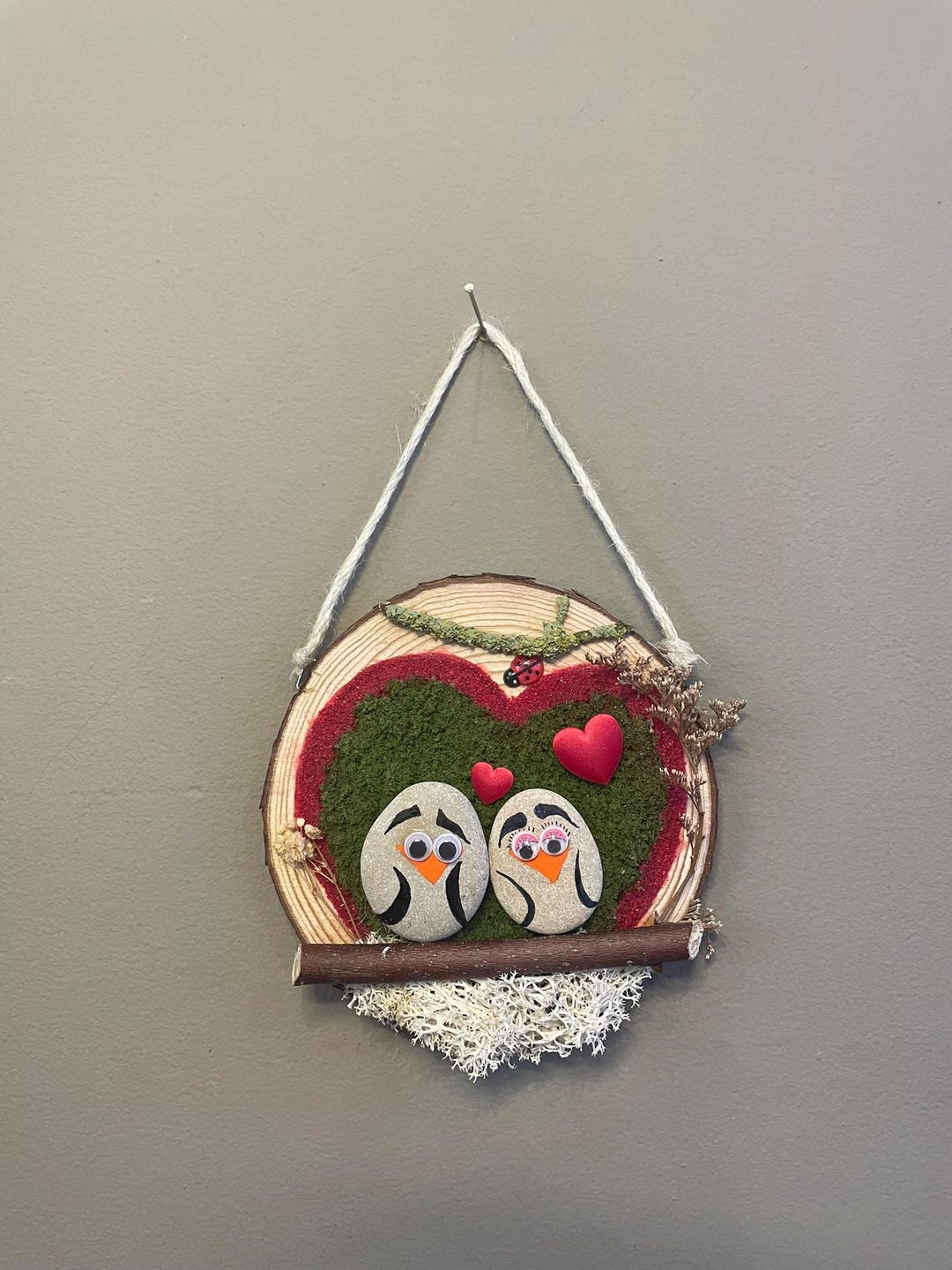 Wall Hanging Pebble Art for Valentine's or Anniversary Gift - Small ...