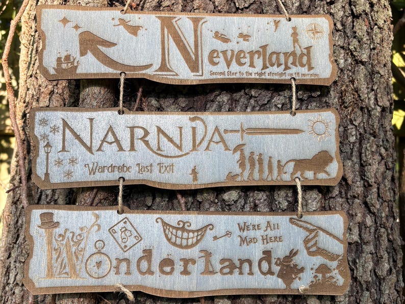 Fantasy Directional Sign Set – Laser Engraved Wooden Signs | the Shire ...