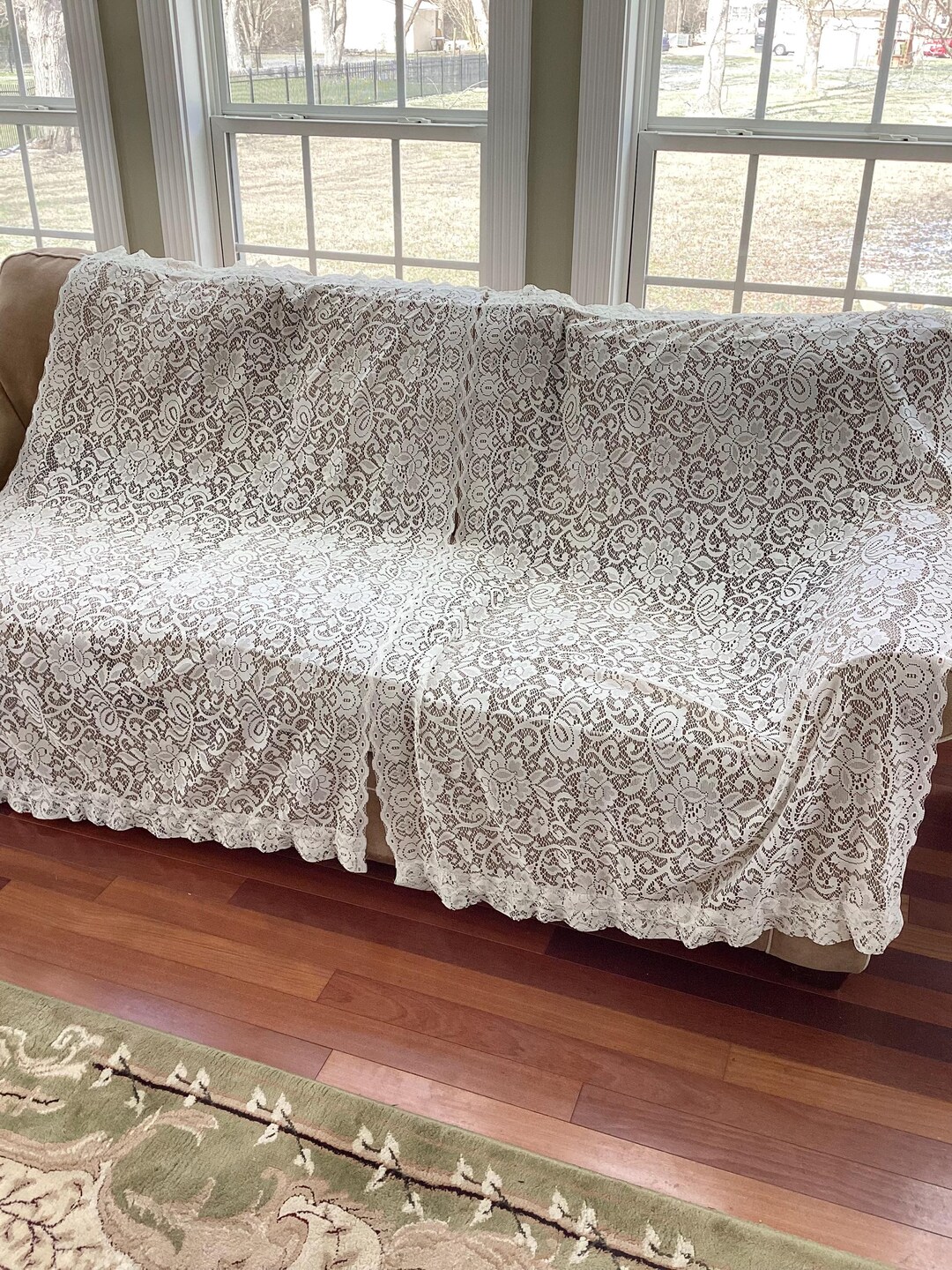Vintage Net Lace Curtains Pair/ 2net Lace Curtain Panels/vintage ...