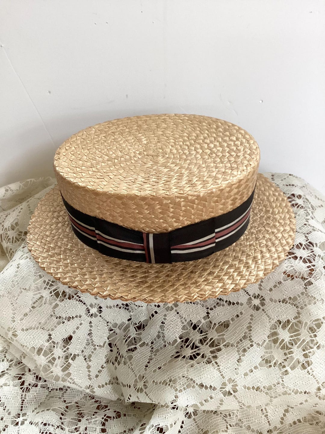 Vintage 1920's Mens Straw Boater Hat by Bonar Phelps Fine Hats - Etsy