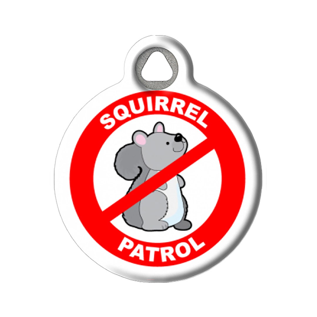 Squirrel Patrol Cute Personalized Silent Pet ID Tag by Dog Tag Art - Etsy