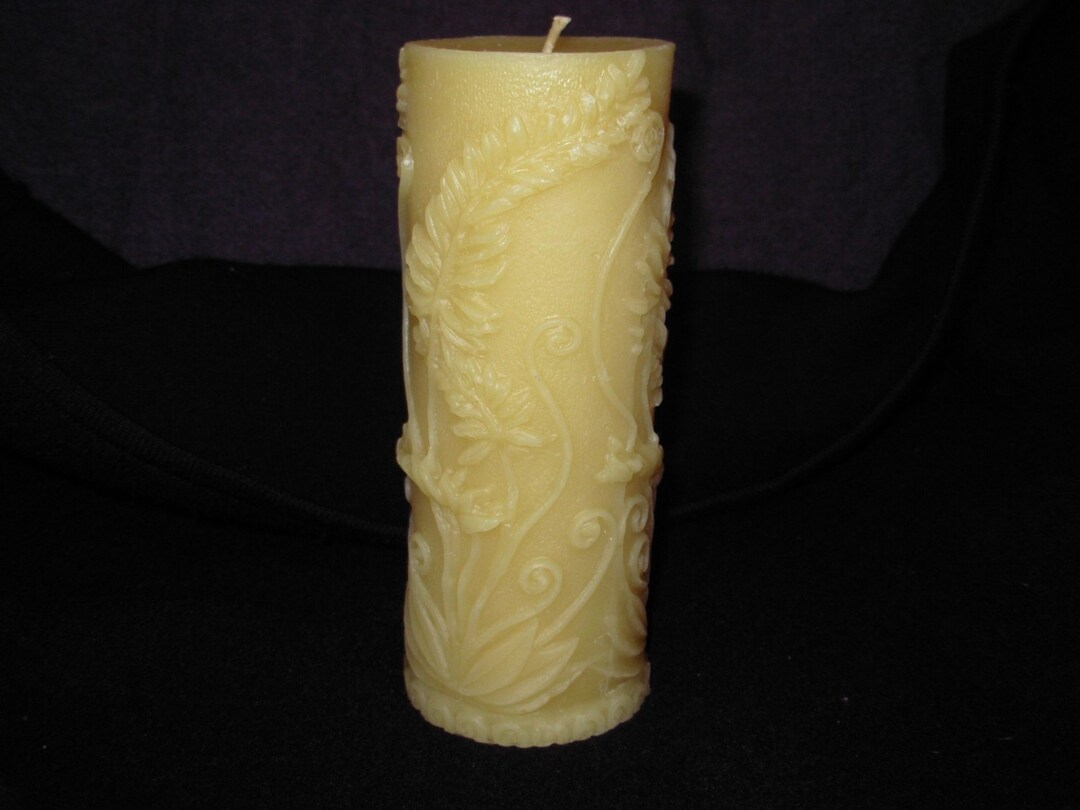 Pure Beeswax Fern Tendril Leaf Vine Flower Candle Pillar - Etsy