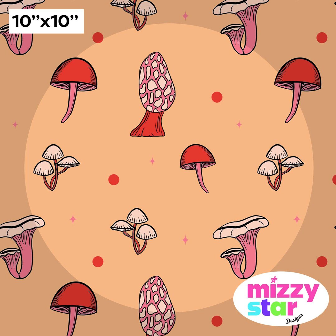 Pink and Red Mushrooms Seamless Pattern | Pink Mushroom Repeat Pattern ...