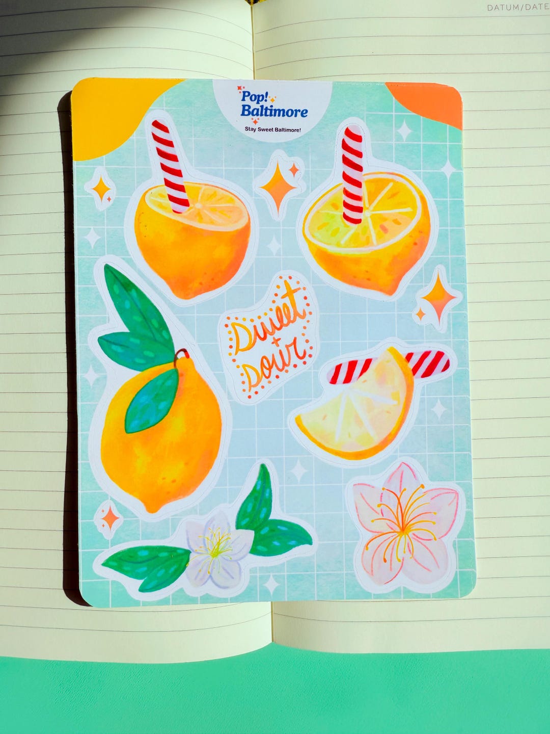 Baltimore Lemon Peppermint Sticker Sheet | Flower Market Fans| Maryland ...
