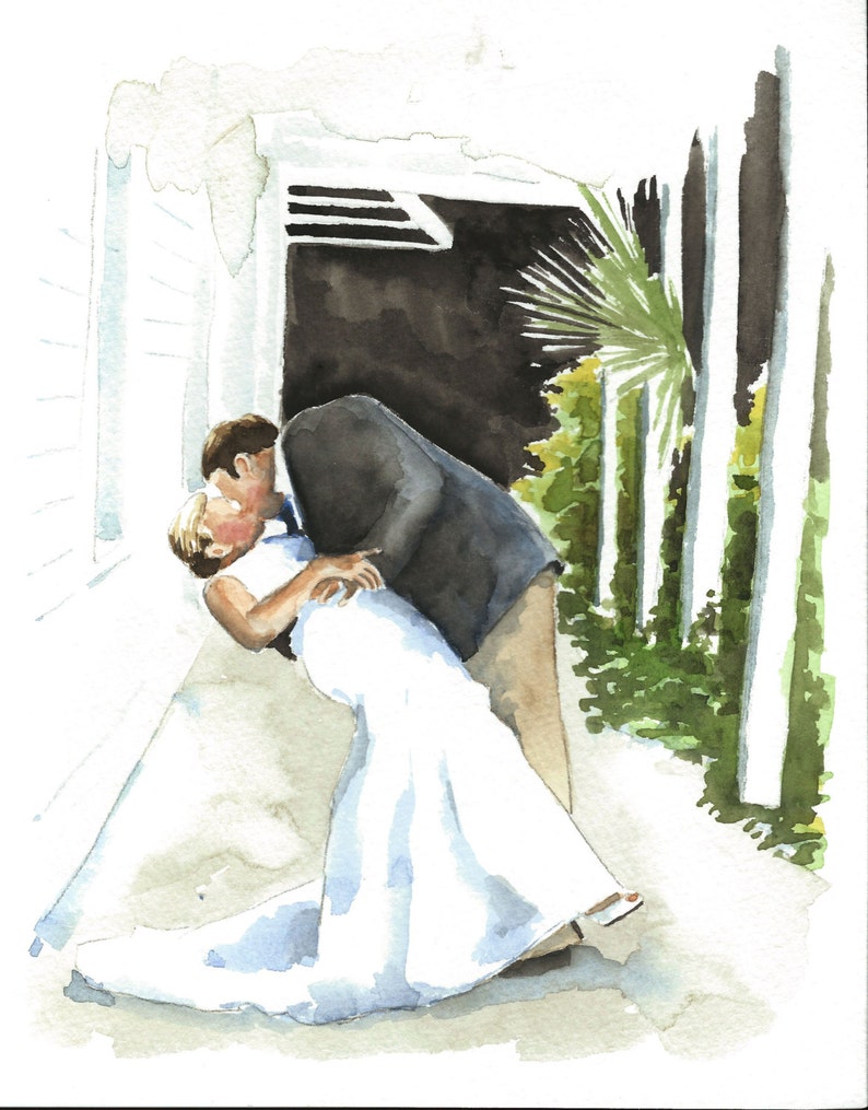 Custom Sketch Watercolor - Original Watercolor Painting - Wedding ...