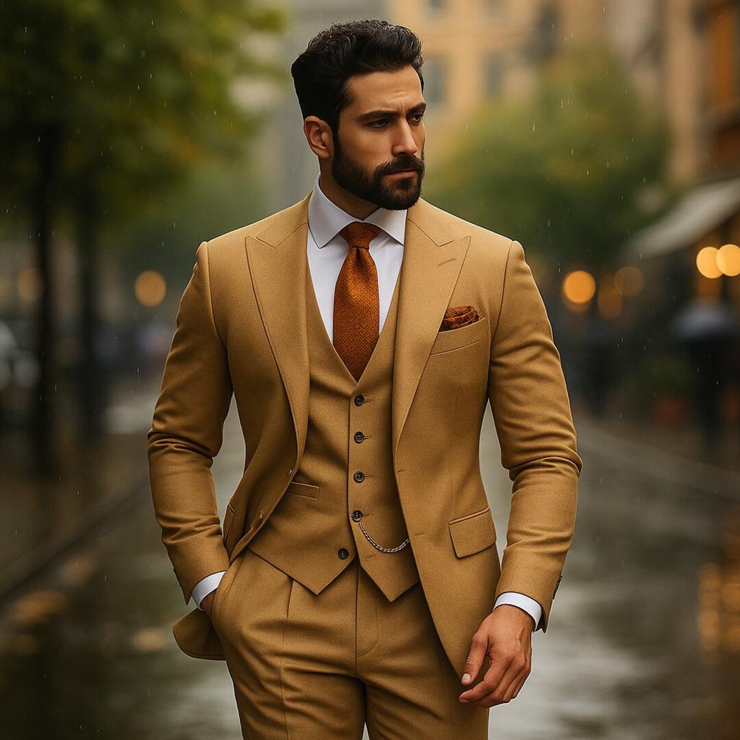 Brown 3 Piece Suit Men | Slim Fit Classy Formal Outfit | Wedding Prom ...