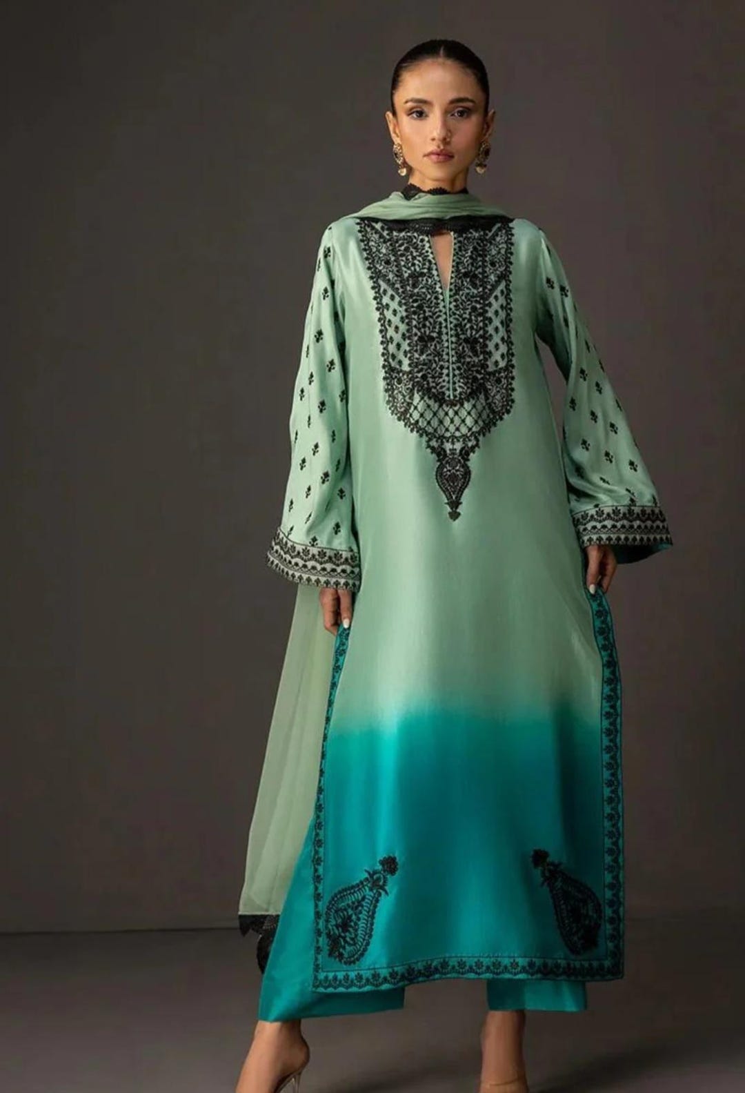 GRADIENT Trendy Pakistani Shalwar Kameez Outfit - Etsy
