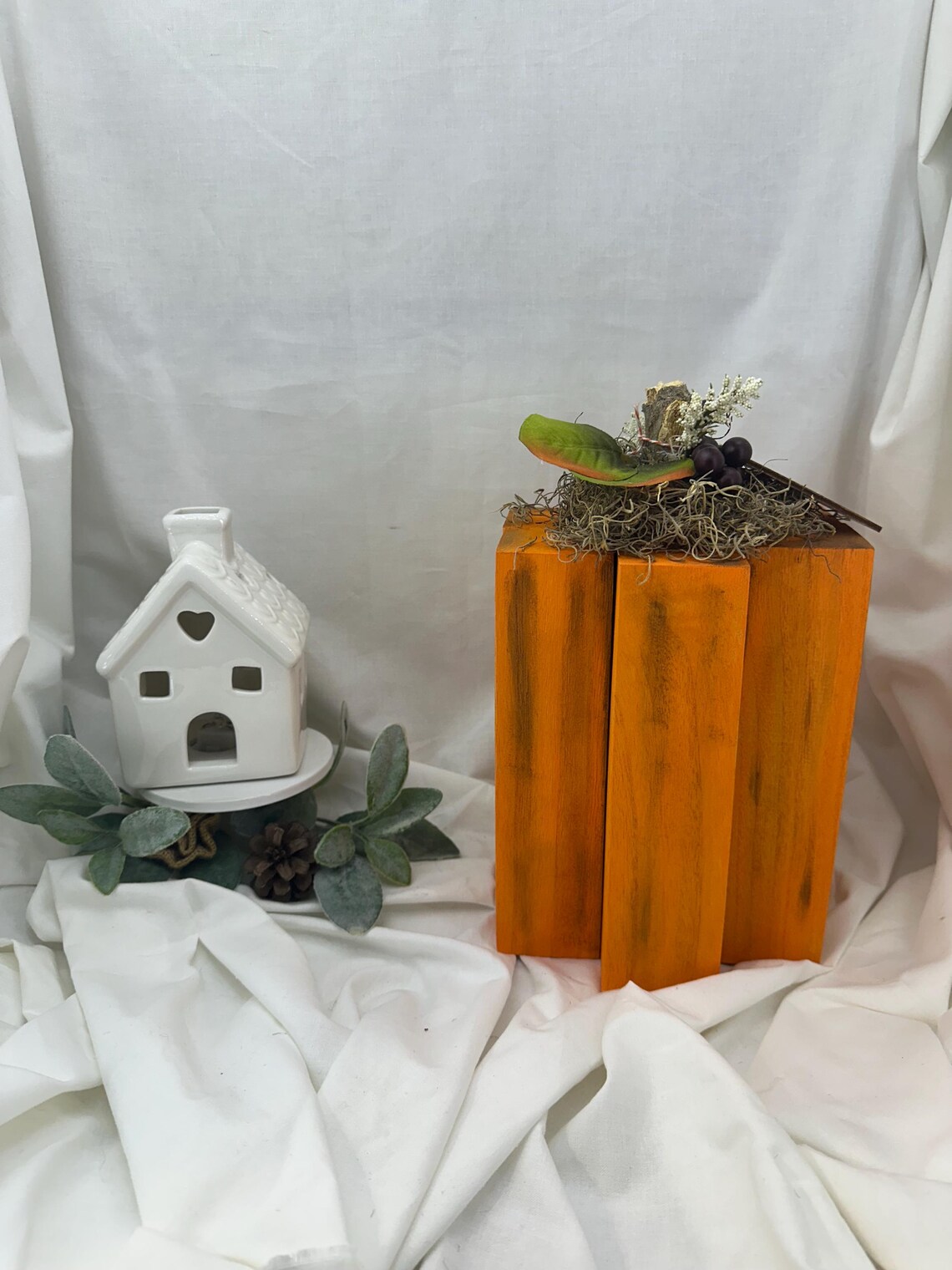 Rustic Fall Pumpkin Stack Decor – Jumbo Jenga Block Pumpkin in Orange ...