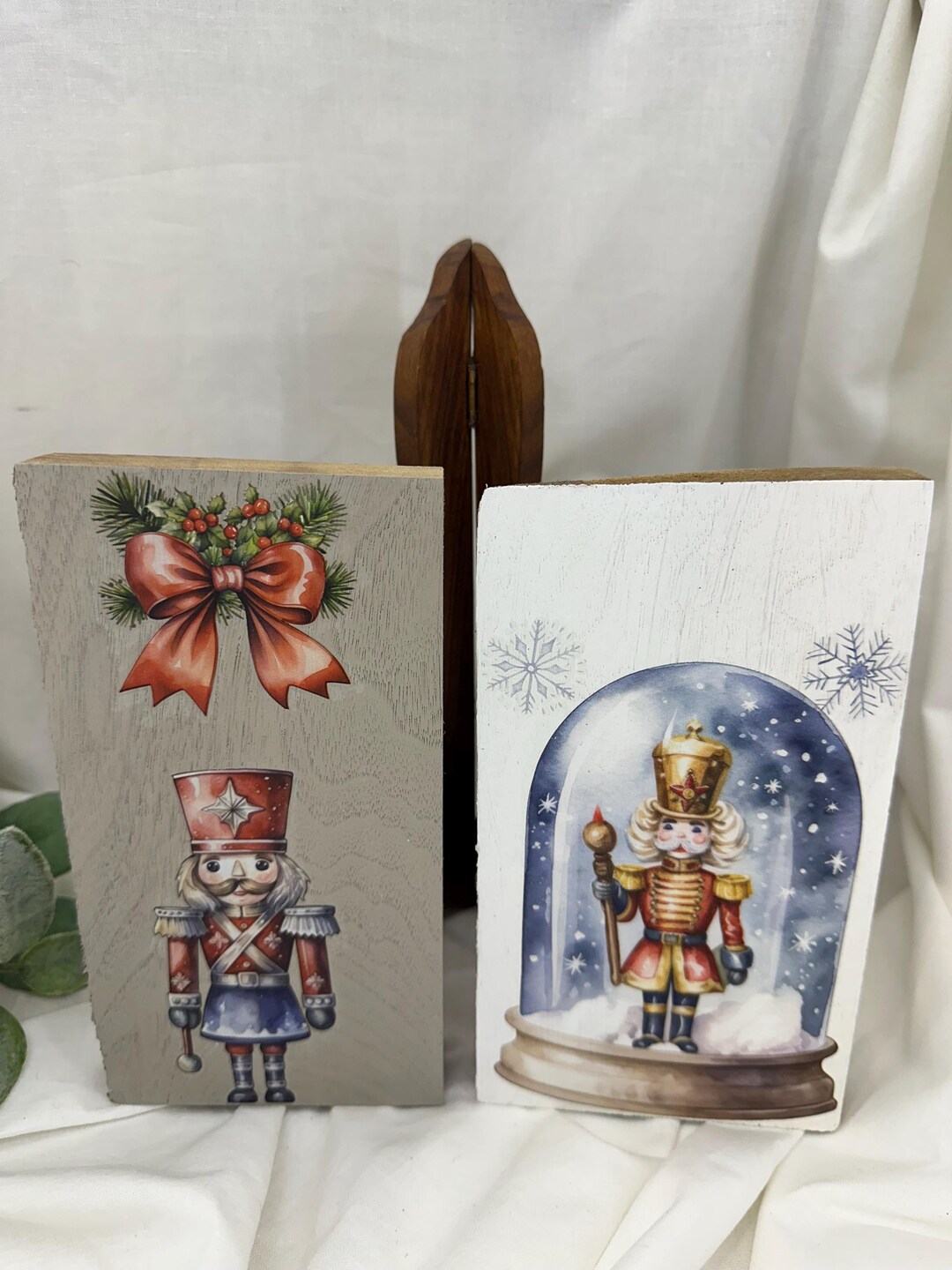 Nutcracker Christmas Shelf Sitters – Set of 2 | 4x8” Wood Holiday Decor ...