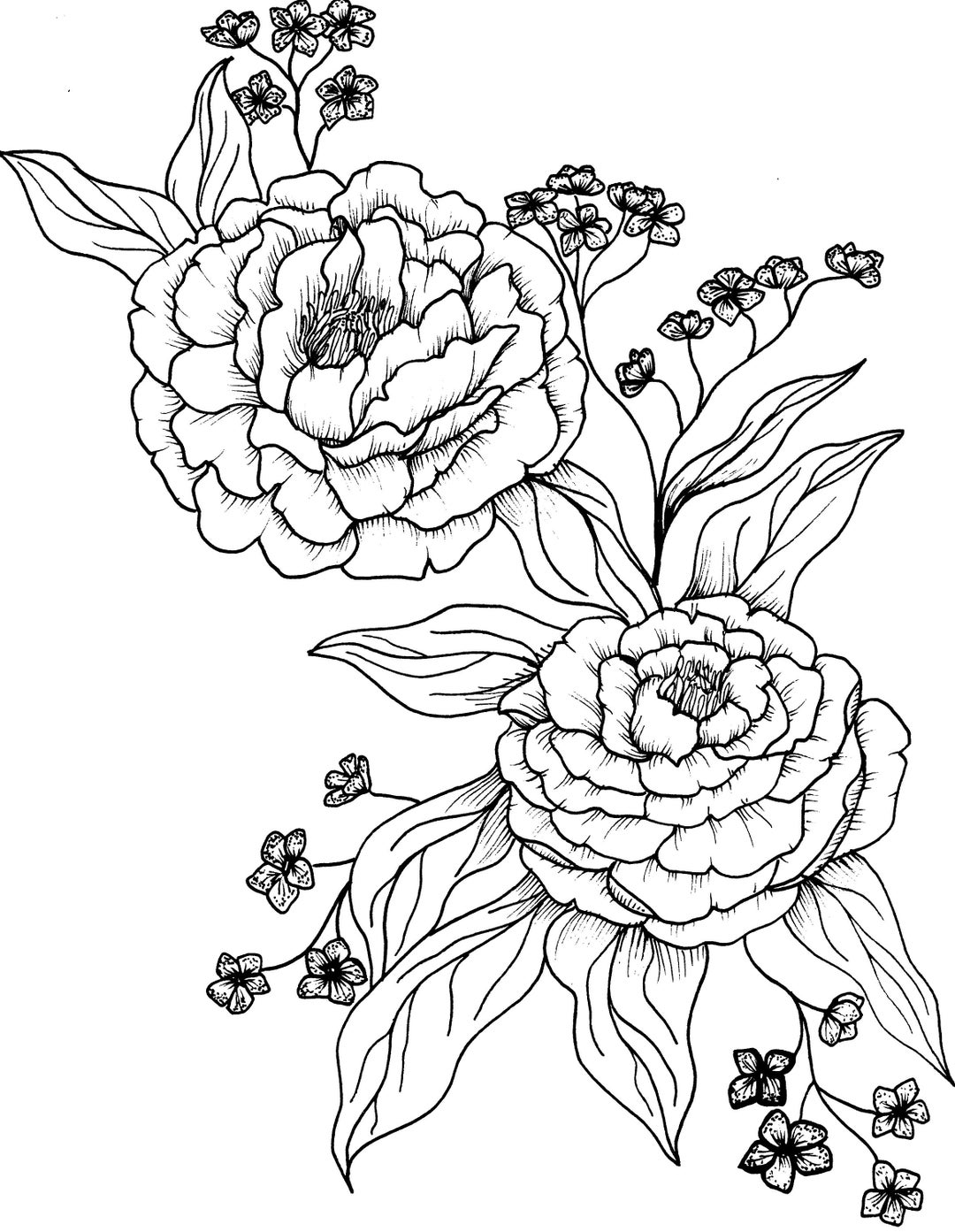 Floral Print, Peony Art, Plant Print, Digital Wall Art, Instant ...