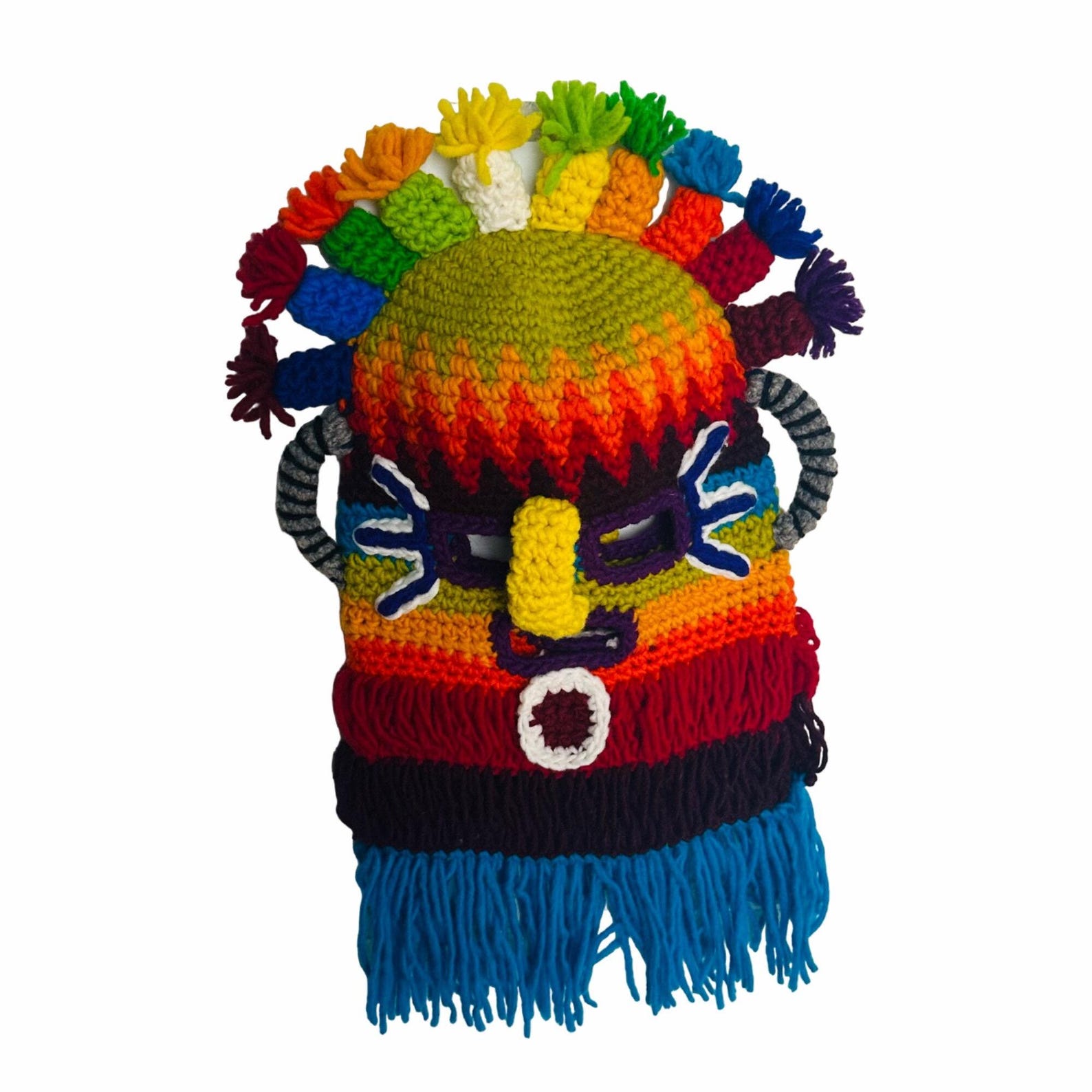 NEW Handmade Aya Huma Diablo Umo Inca's Kids Mask Ecuador Black inti ...