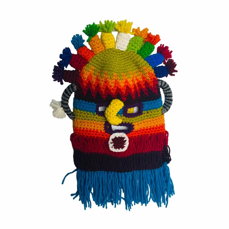 NEW Handmade Aya Huma Diablo Umo Inca's Kids Mask Ecuador Black inti ...