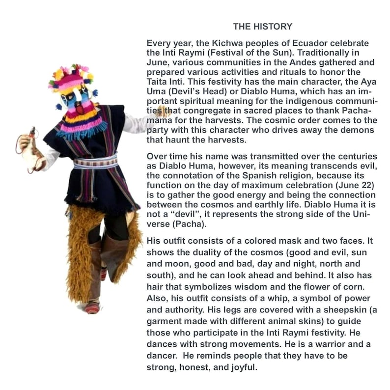 NEW Handmade Aya Huma Diablo Umo Inca's Kids Mask Ecuador Black inti ...