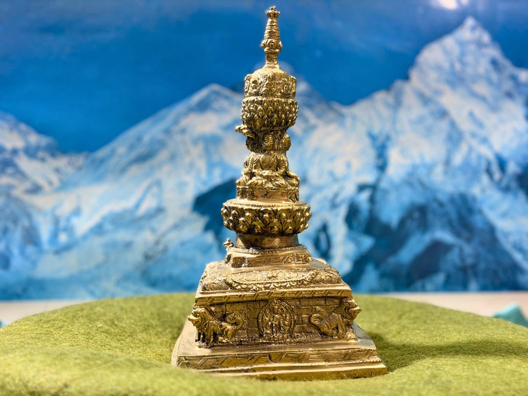 Handmade Copper Buddhist Chaitya Statue – Palm Size Spiritual & Table ...