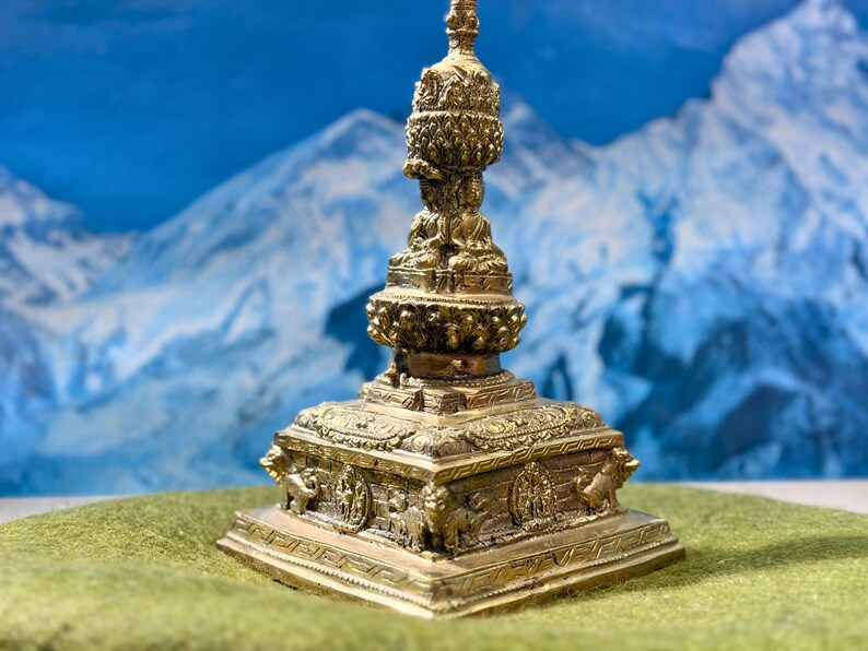 Handmade Copper Buddhist Chaitya Statue – Palm Size Spiritual & Table ...