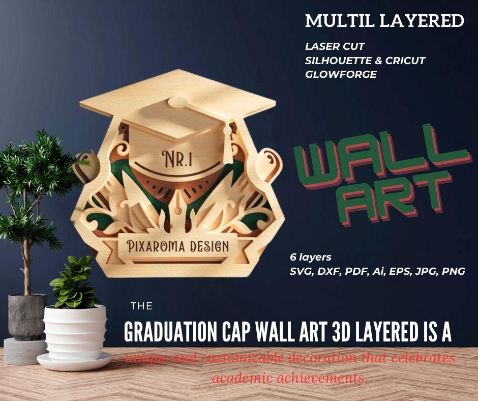 3D Graduation Cap Wall Art - Laser Cut Digital File for Glowforge and ...