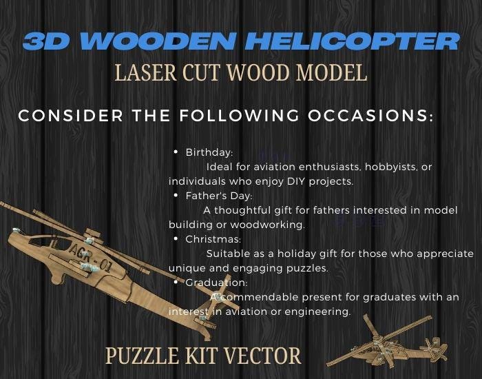 Wooden Helicopter Model: Laser Cut SVG Template (digital Download) - Etsy