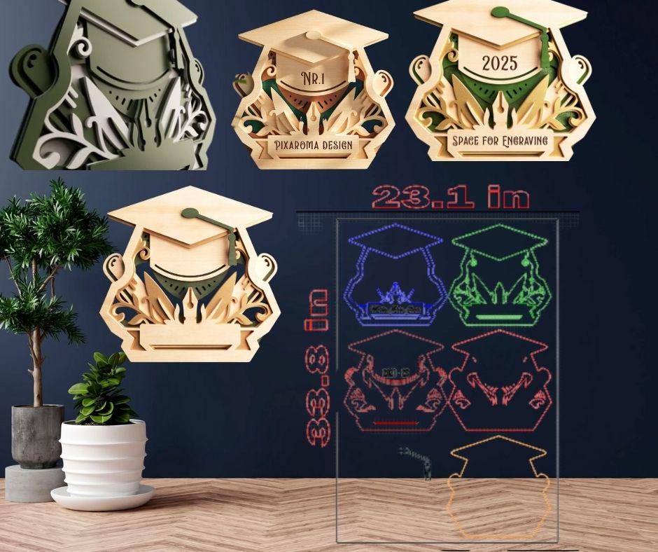 3D Graduation Cap Wall Art: Laser Cut File (digital Download) - Etsy
