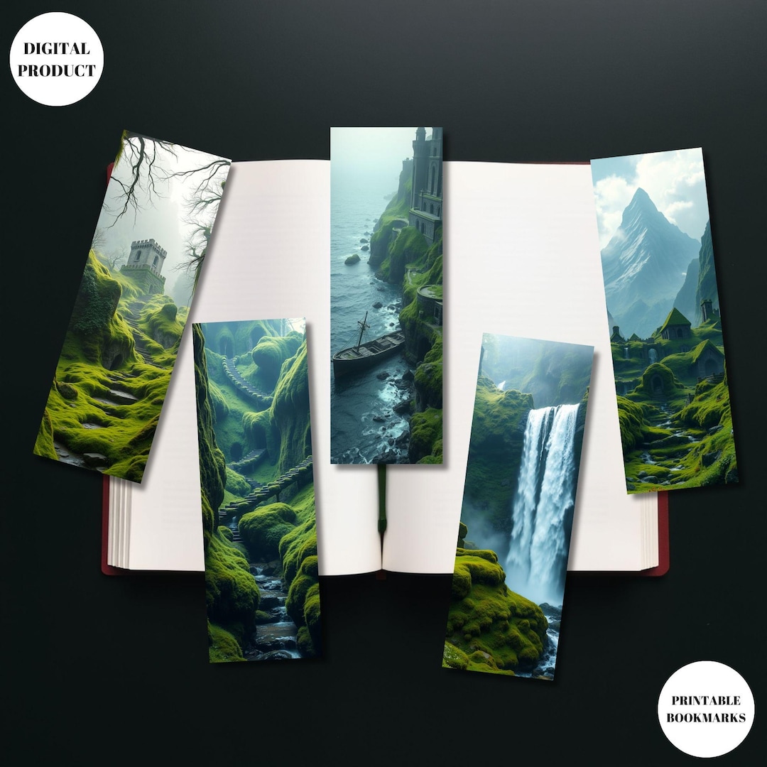 Mystical Nature-themed Digital Bookmarks | Printable PNG & PDF ...
