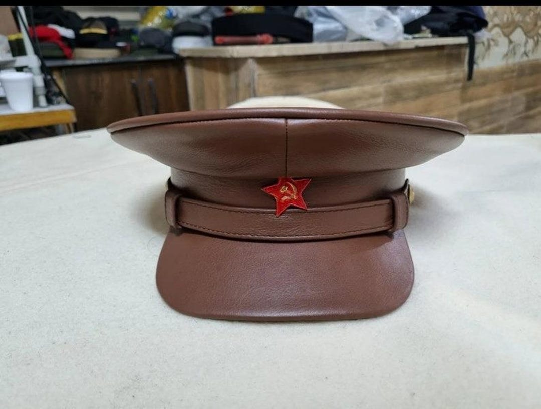 WW2 Soviet OFFICER Leather Visor Hat Cap Uniform ALL Sizes Available ...